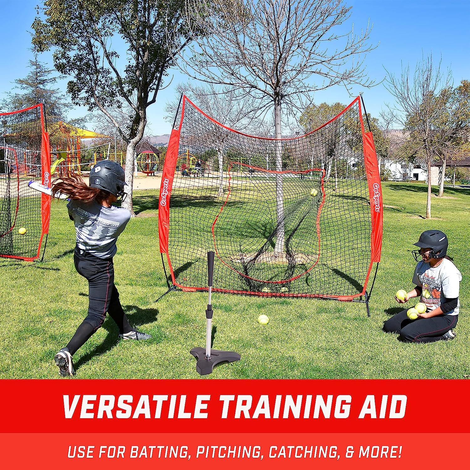 GoSports Baseball & Softball Practice Hitting & Pitching Net With Bow ...