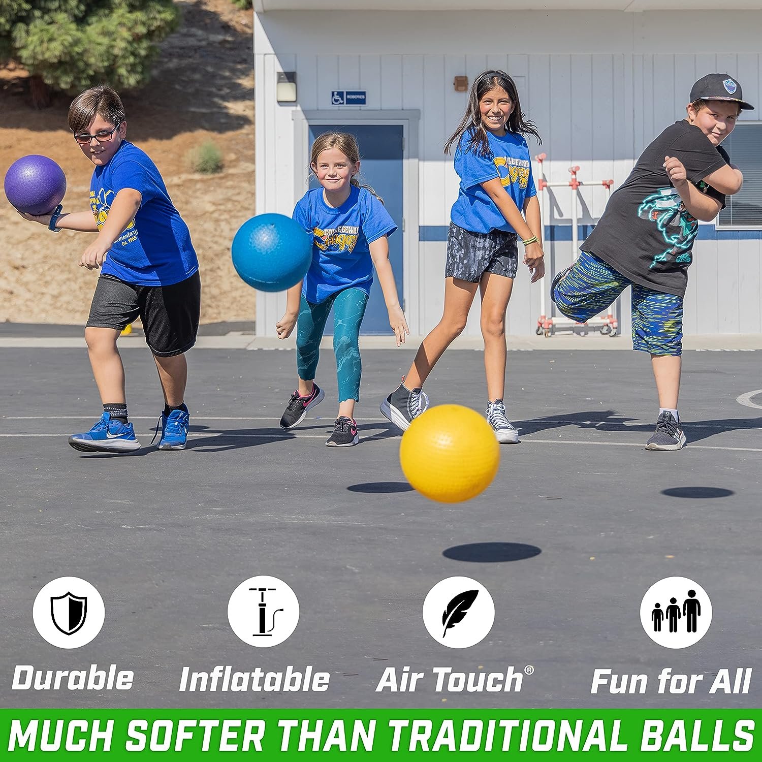 GoSports Inflatable Dodgeball - No Sting Balls - Includes Ball Pump ...