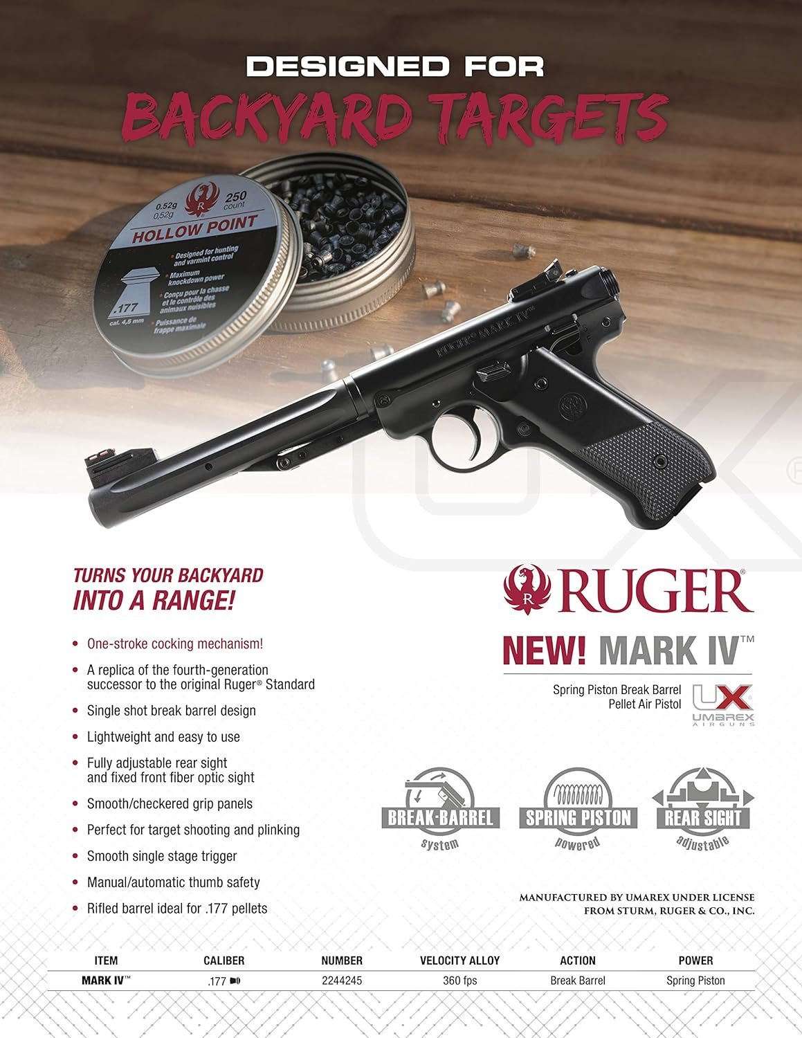 Umarex Ruger Mark IV Break Barrel .177 Caliber Pellet Air Pistol Review