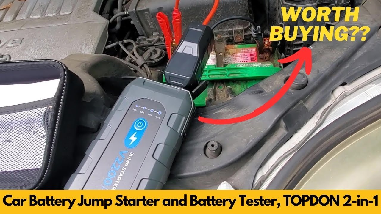 Car Battery Jump Starter And Battery Tester TOPDON 2in1 2200A Peak ...
