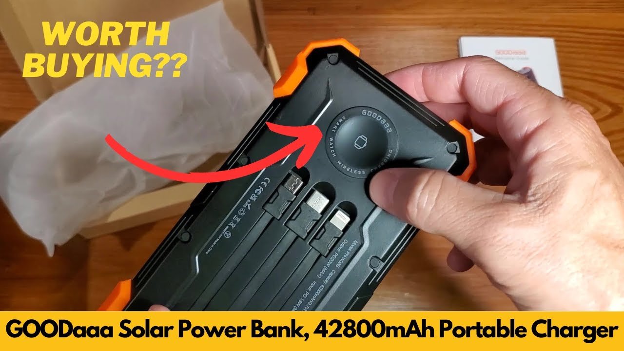 GOODaaa Solar Power Bank, 42800mAh Portable Charger Three USB Port 20W ...