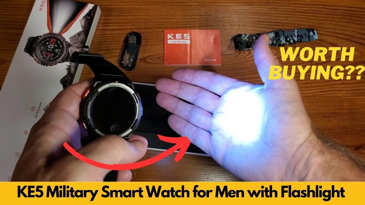 KE5 Military Smart Watch For Men With Flashlight SOS 3ATM Waterproof ...