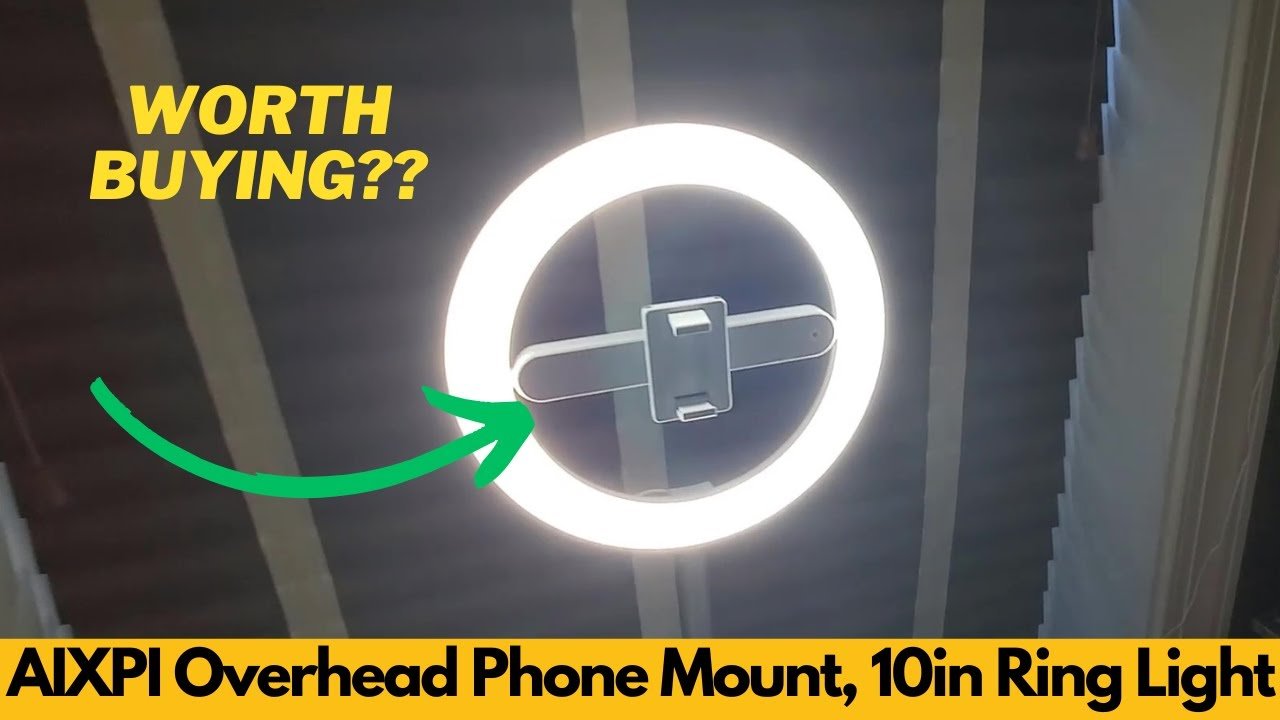 AIXPI Overhead Phone Mount With Ring Light, 10inch Selfie Ring Light W ...
