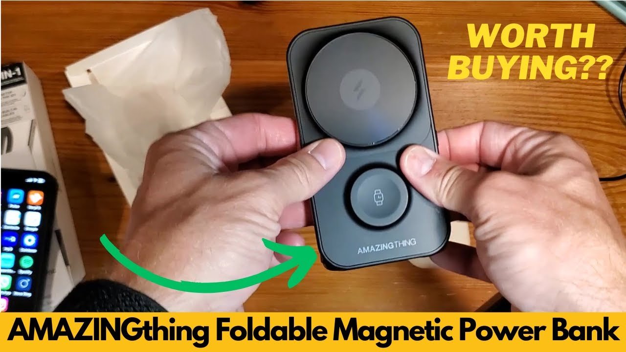 AMAZINGthing Foldable Magnetic Power Bank With 2 Built In USB C Cables ...